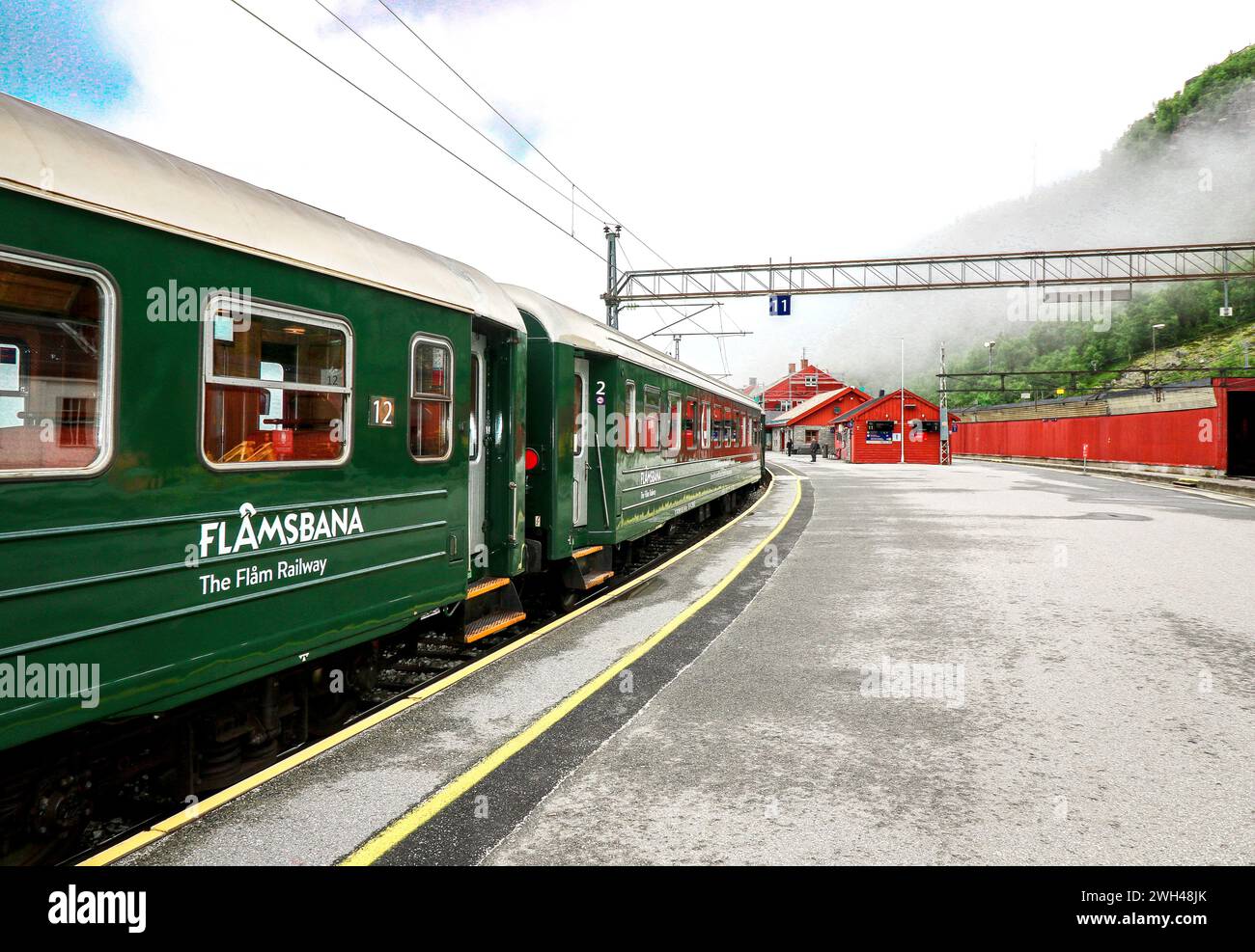 The Flamsbana train in Myrdal station Stock Photo - Alamy