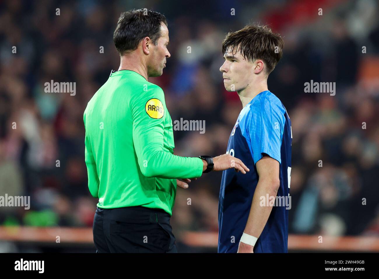 ROTTERDAM, NETHERLANDS - FEBRUARY 7: referee Bas Nijhuis and Wouter ...