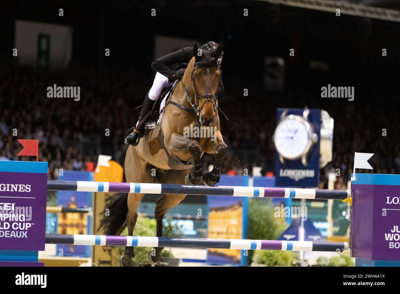 Bordeaux, France - February 3, 2024. Jeanne Sadran of France at Jumping ...