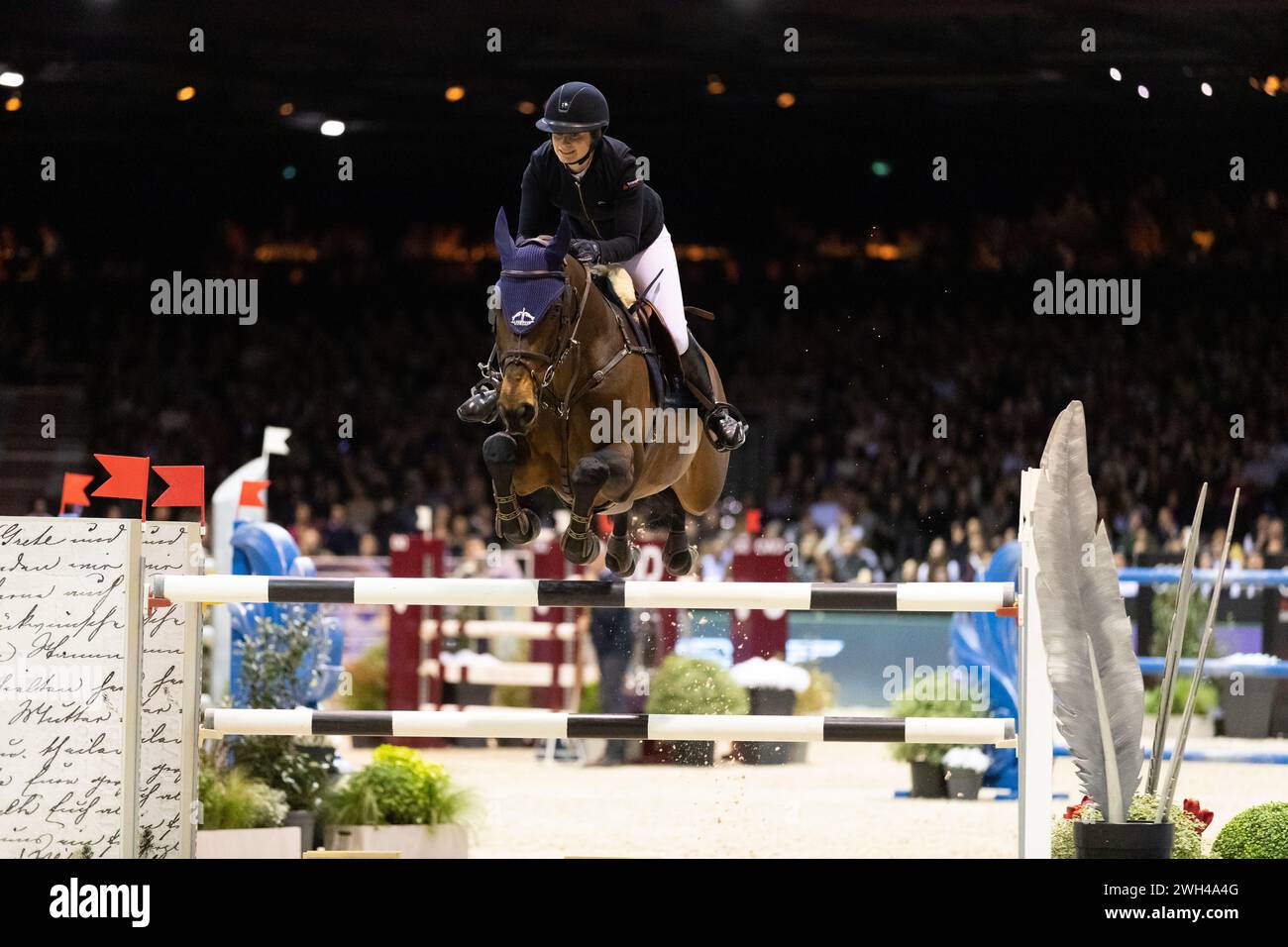 Bordeaux, France - February 3, 2024. Jeanne Sadran of France at Jumping ...