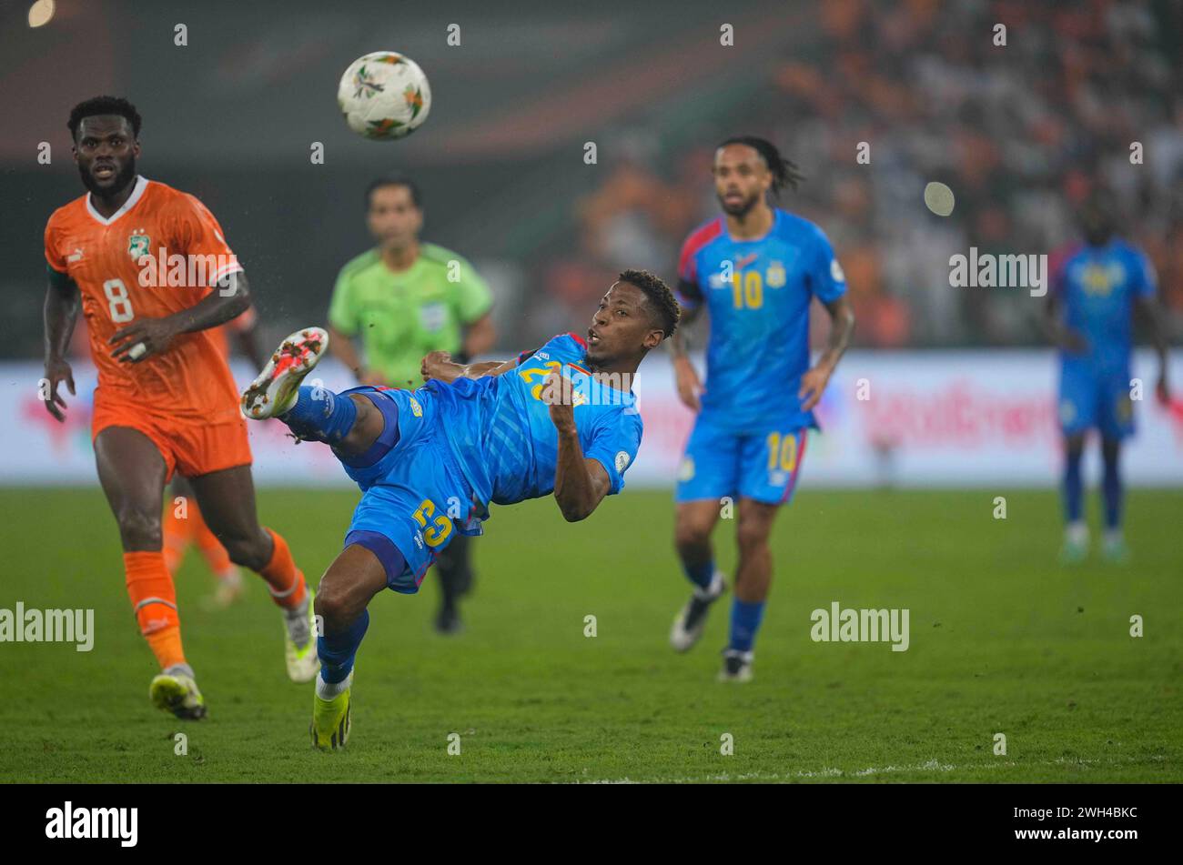 February 07 2024: Simon Banza Bokote (DR Congo) controls the ball ...