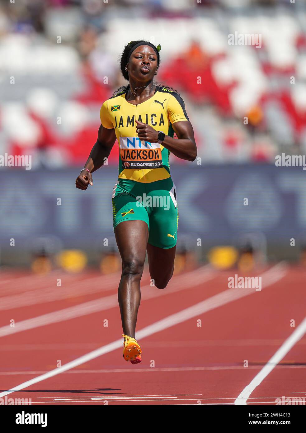 Shericka JACKSON participating in the 200 meters at the World Athletics ...