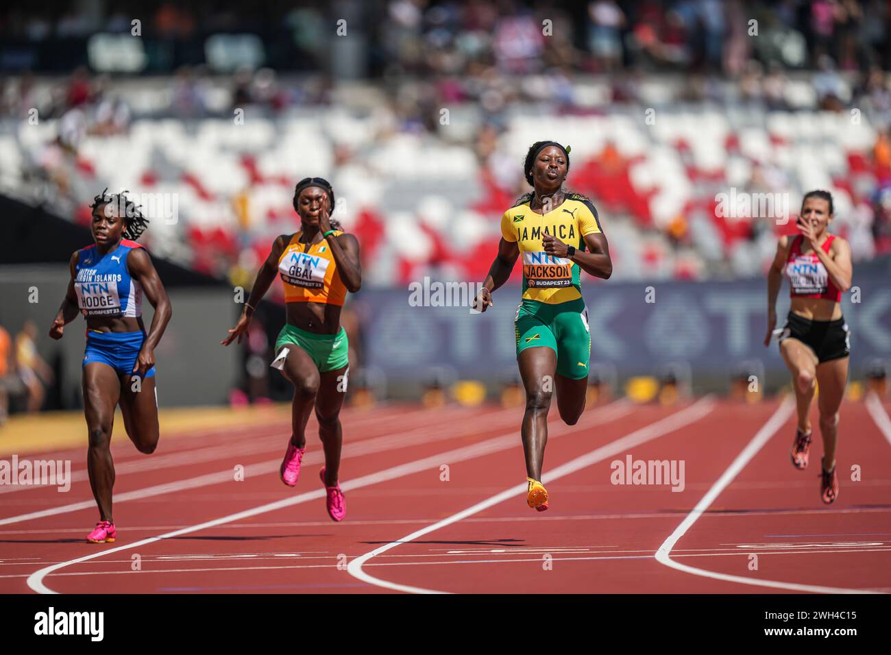 Shericka JACKSON participating in the 200 meters at the World Athletics ...