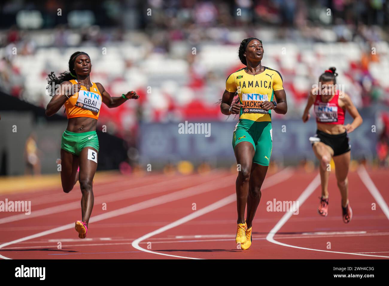 Shericka JACKSON participating in the 200 meters at the World Athletics ...