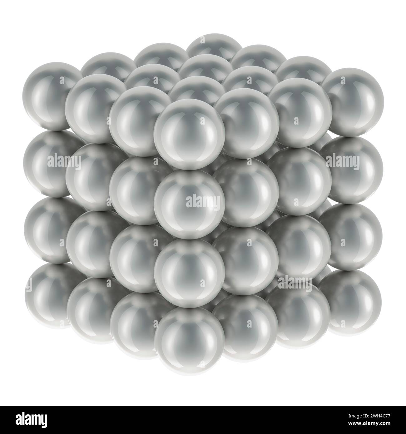 Cube from magnetic balls. 3D rendering isolated on white background ...