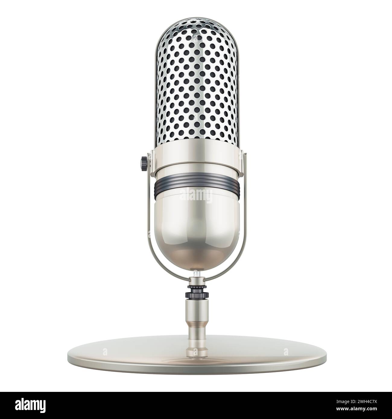 Retro microphone, metallic mic. 3D rendering isolated on white ...