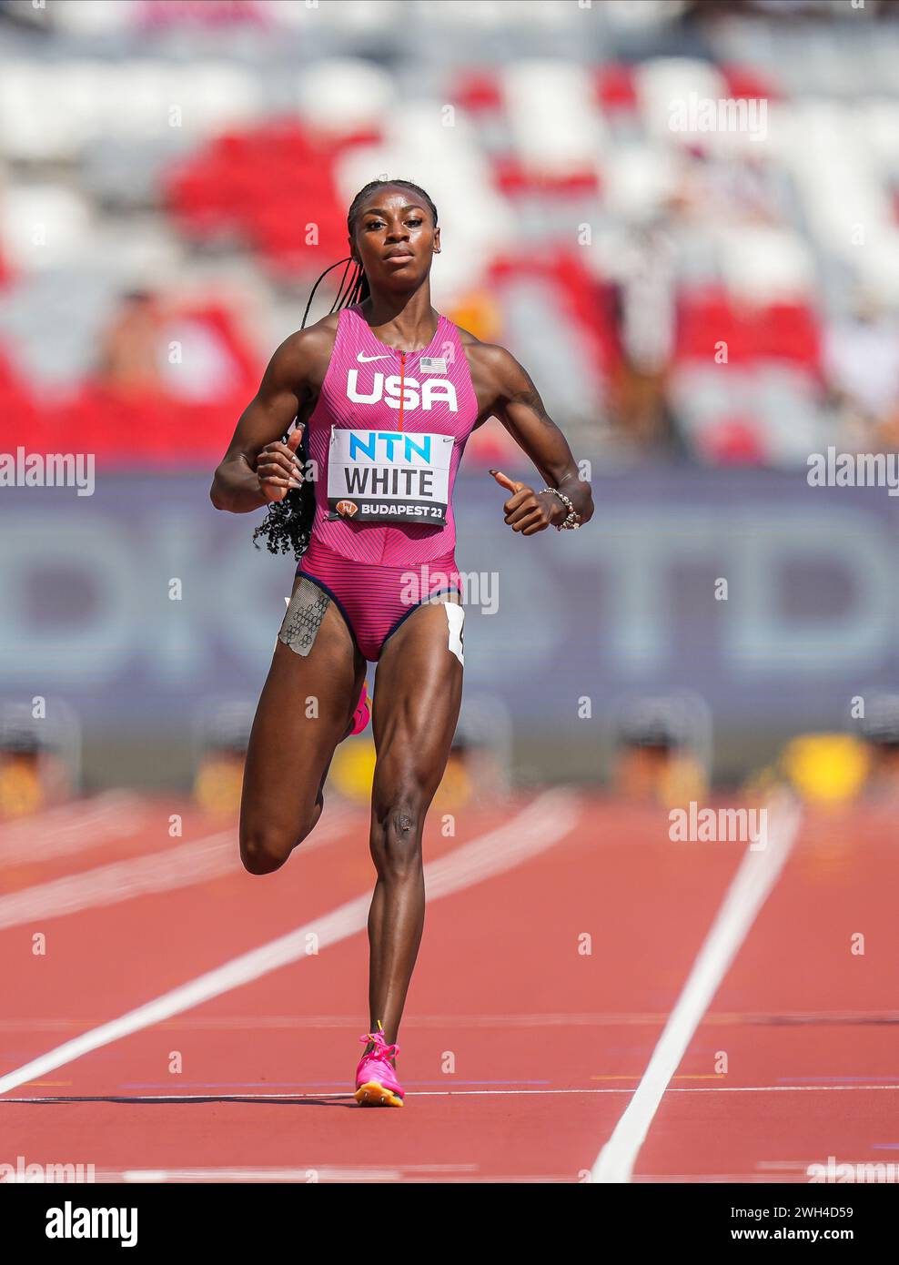 Kayla WHITE participating in the 200 meters at the World Athletics ...