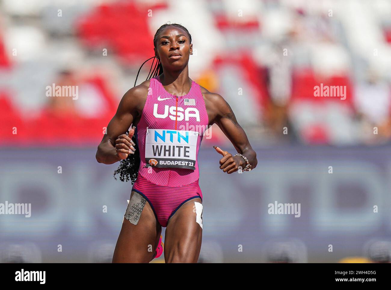 Kayla WHITE participating in the 200 meters at the World Athletics ...