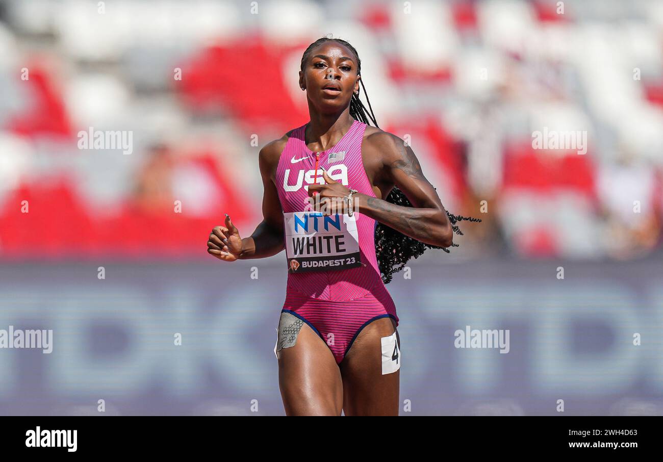 Kayla WHITE participating in the 200 meters at the World Athletics ...