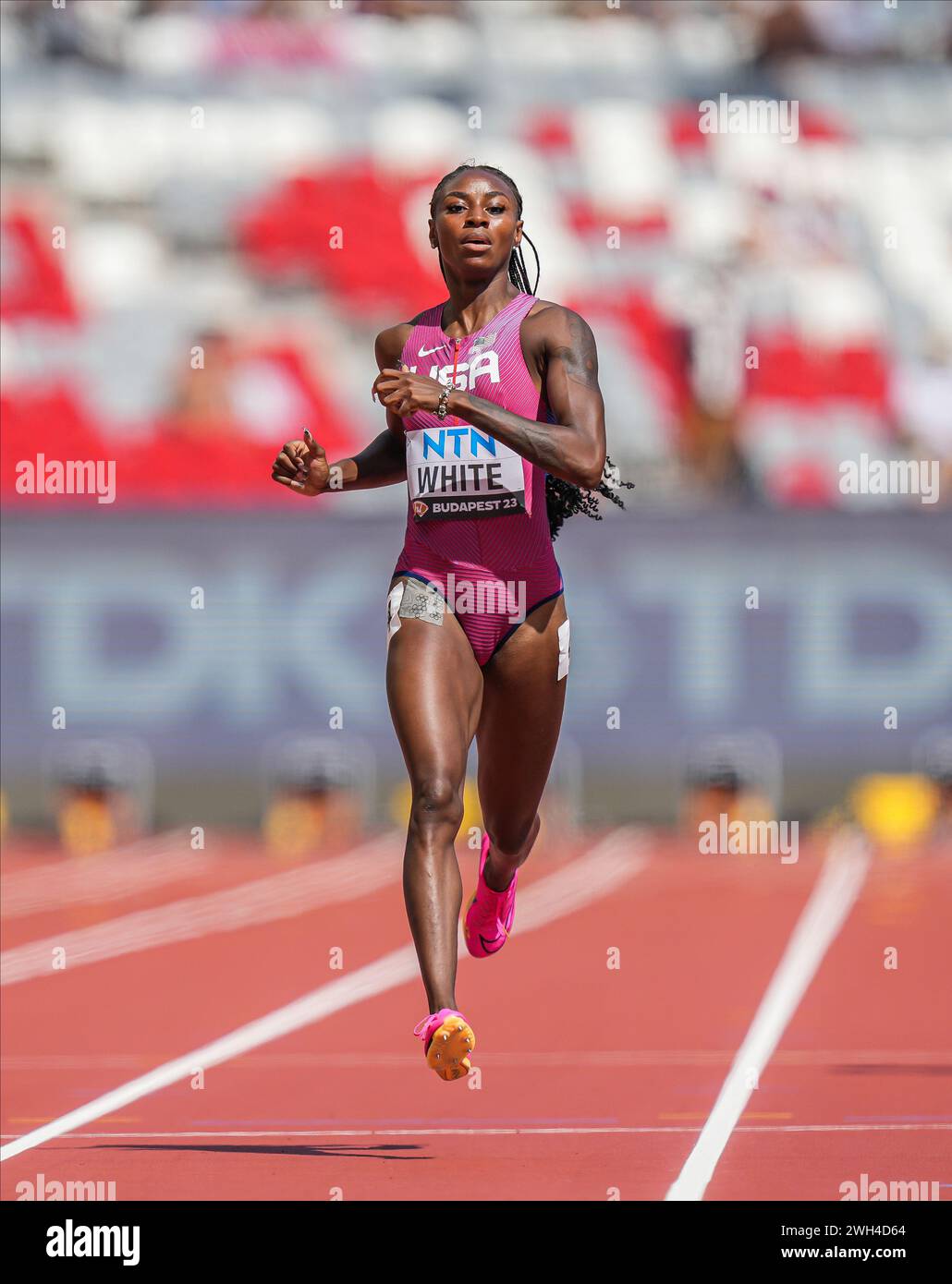 Kayla WHITE participating in the 200 meters at the World Athletics ...
