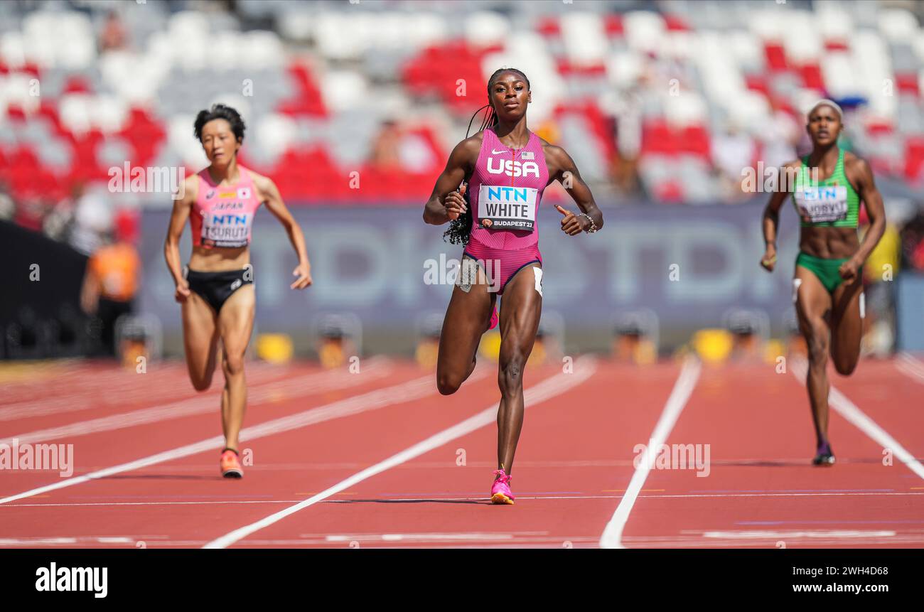 Kayla WHITE participating in the 200 meters at the World Athletics ...
