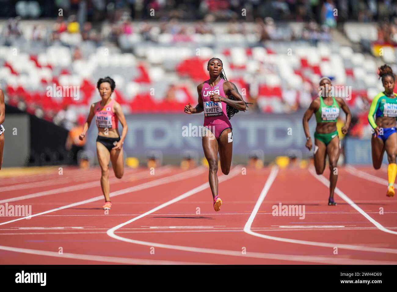 Kayla WHITE participating in the 200 meters at the World Athletics ...