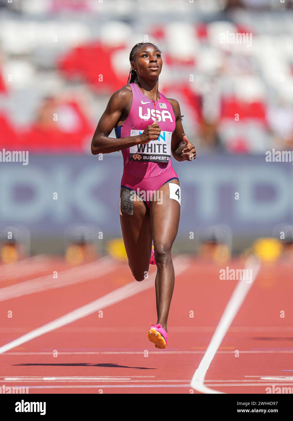 Kayla WHITE participating in the 200 meters at the World Athletics ...