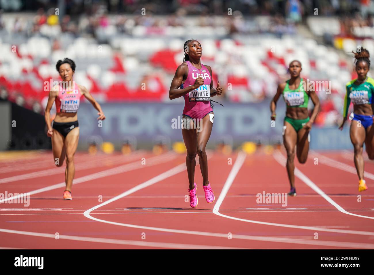 Kayla WHITE participating in the 200 meters at the World Athletics ...