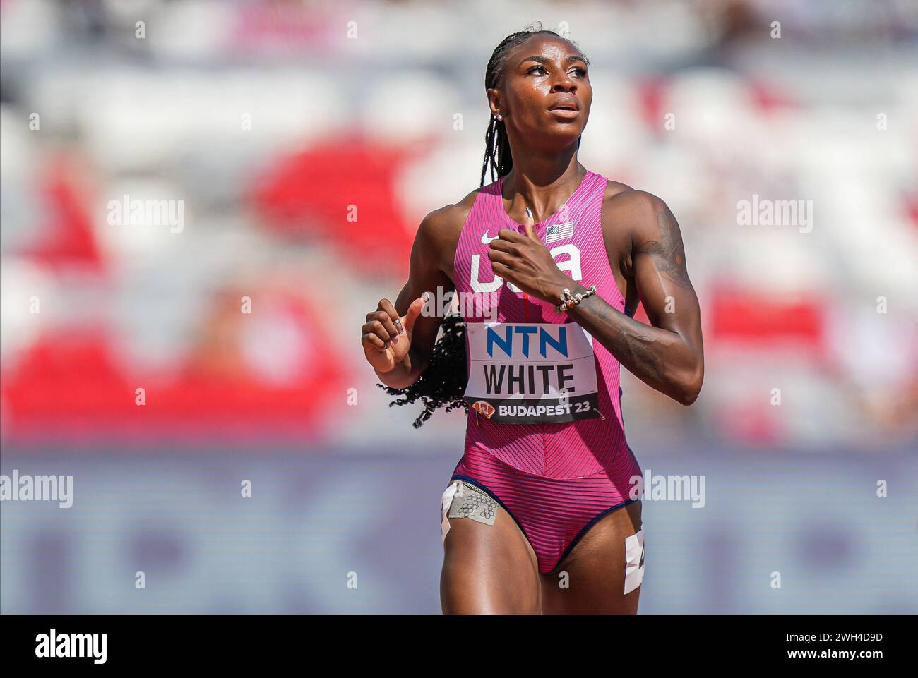 Kayla WHITE participating in the 200 meters at the World Athletics ...