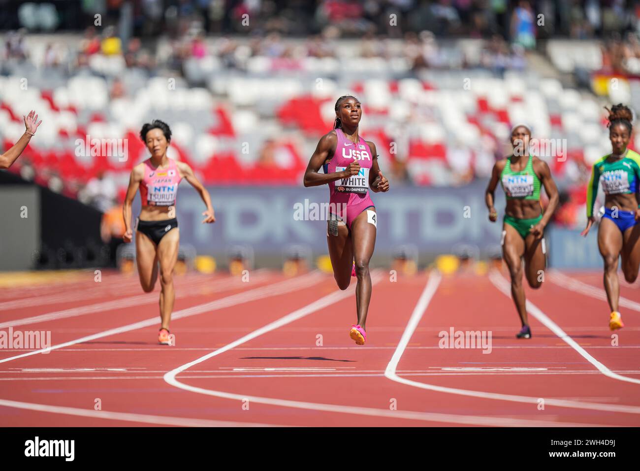 Kayla WHITE participating in the 200 meters at the World Athletics ...