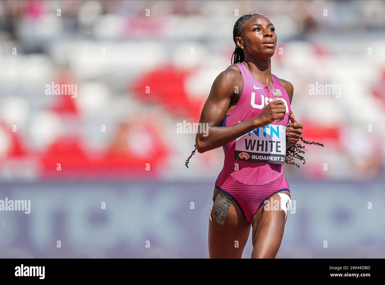 Kayla WHITE participating in the 200 meters at the World Athletics ...