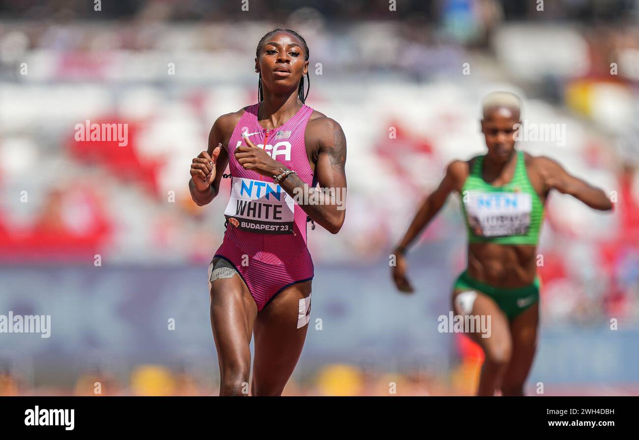 Kayla WHITE participating in the 200 meters at the World Athletics ...