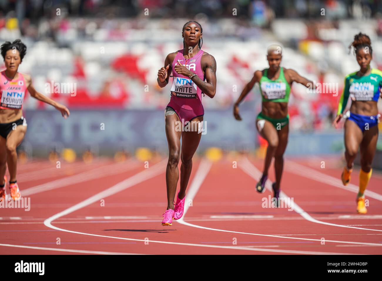 Kayla WHITE participating in the 200 meters at the World Athletics ...