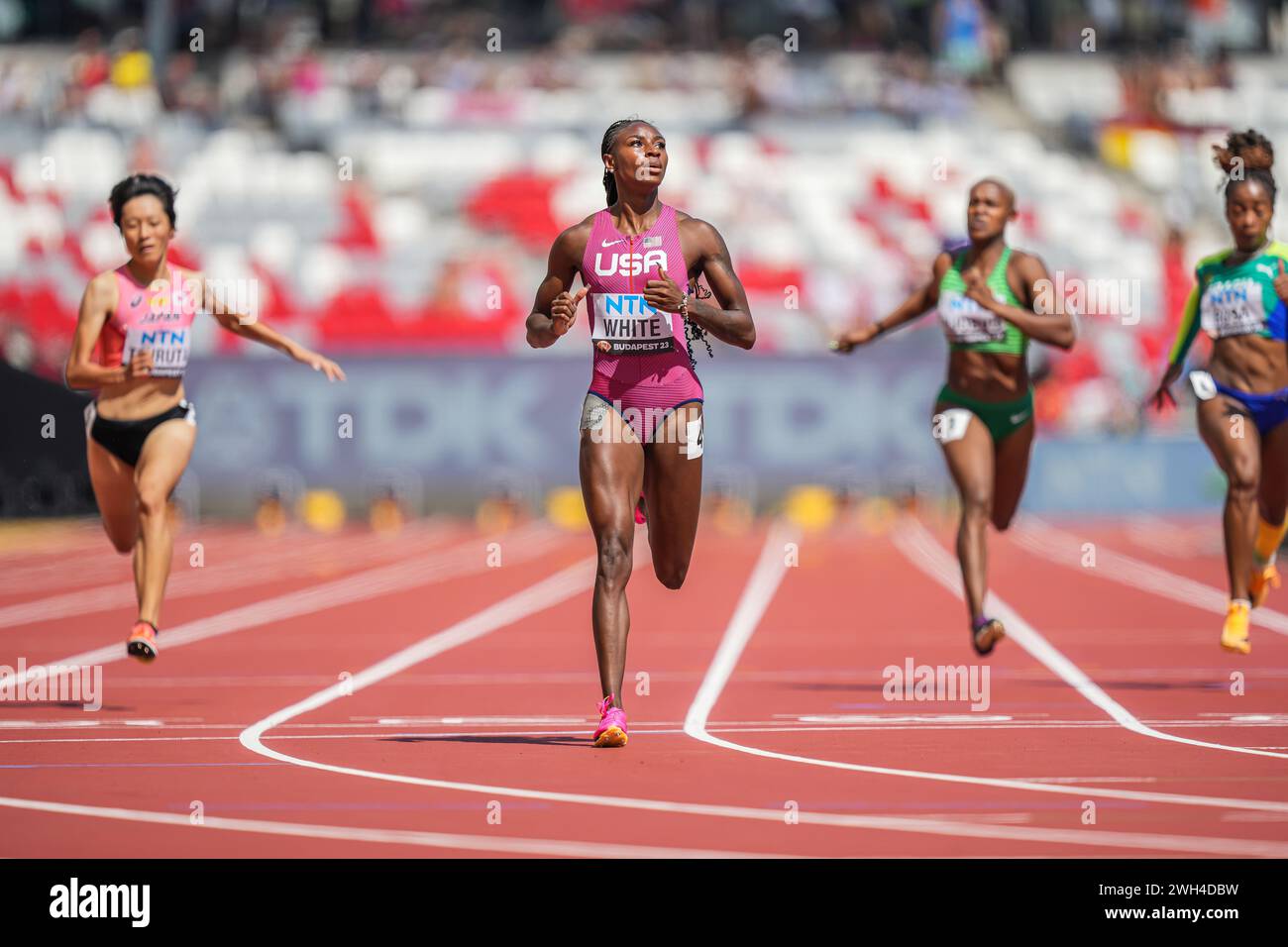 Kayla WHITE participating in the 200 meters at the World Athletics ...