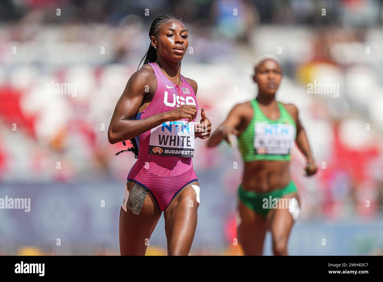 Kayla WHITE participating in the 200 meters at the World Athletics ...