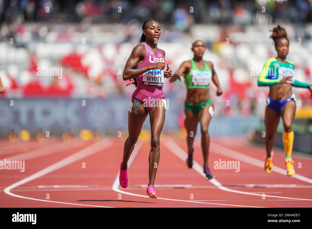 Kayla WHITE participating in the 200 meters at the World Athletics ...
