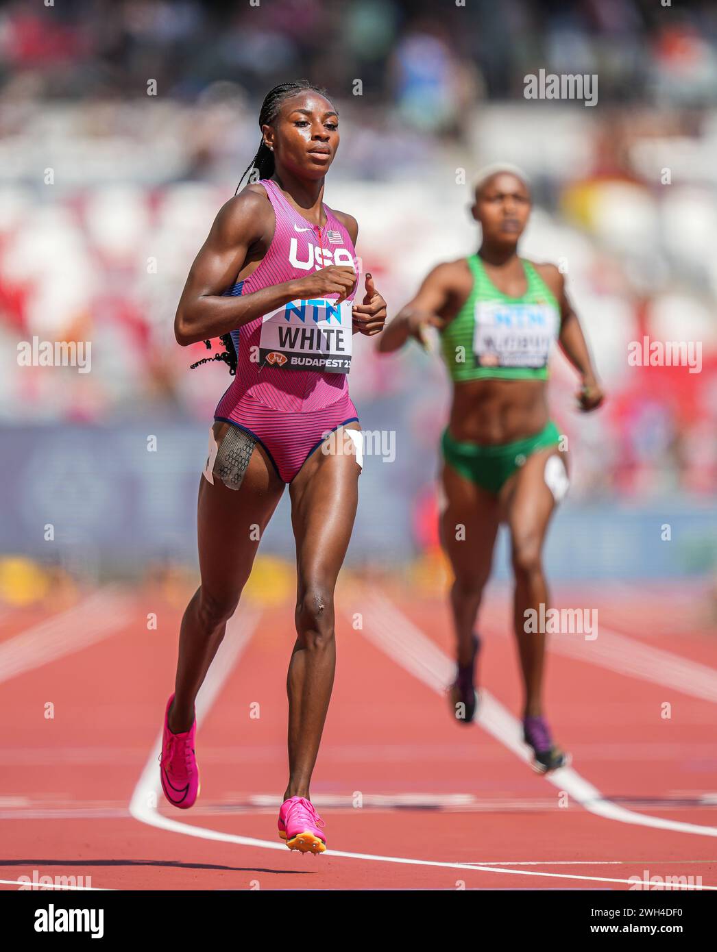 Kayla WHITE participating in the 200 meters at the World Athletics ...