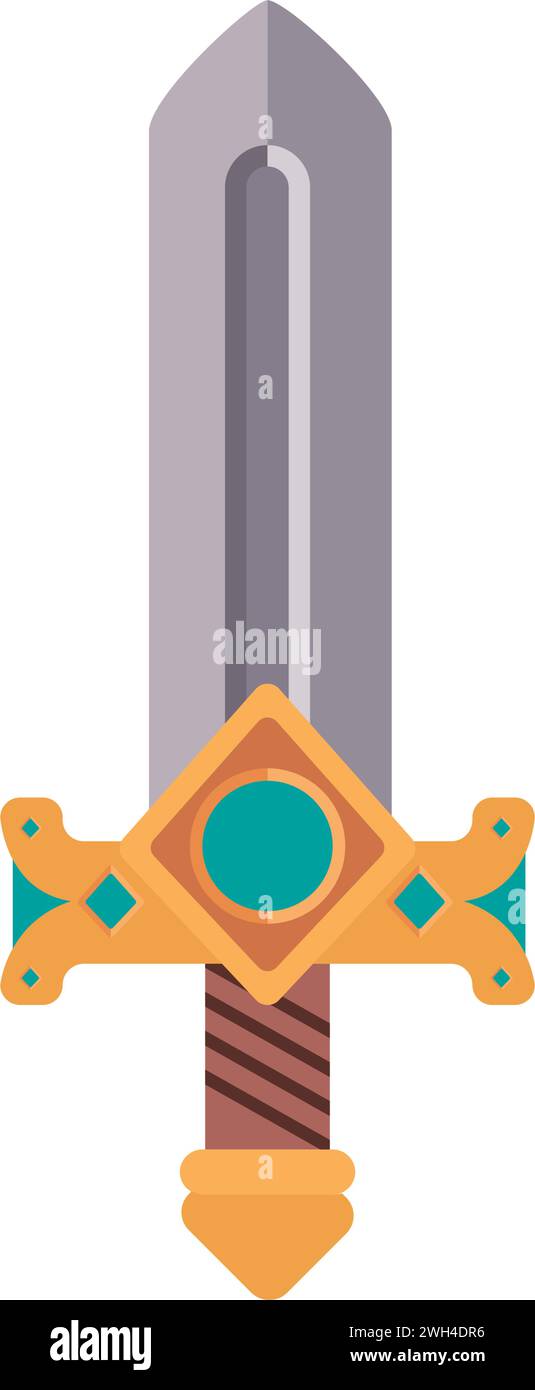 Isolated colored retro videogame sword medieval weapon icon Vector ...