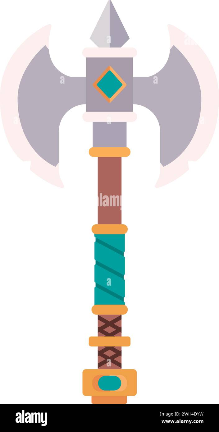 Isolated colored retro videogame axe medieval weapon icon Vector Stock ...