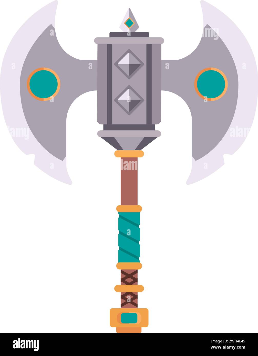Isolated colored retro videogame axe medieval weapon icon Vector Stock ...