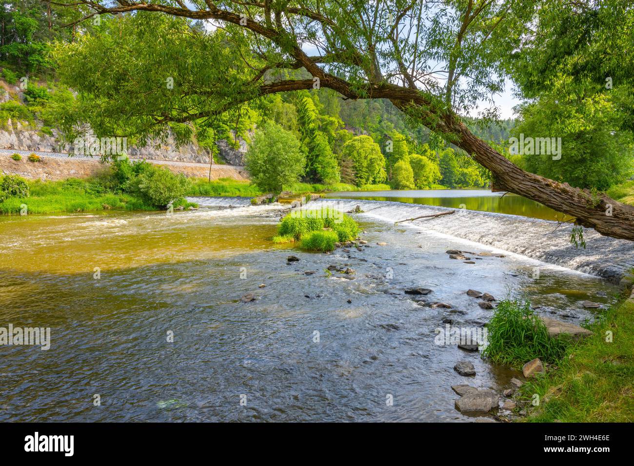 Water weir on Sazava River, Czechia Stock Photo - Alamy