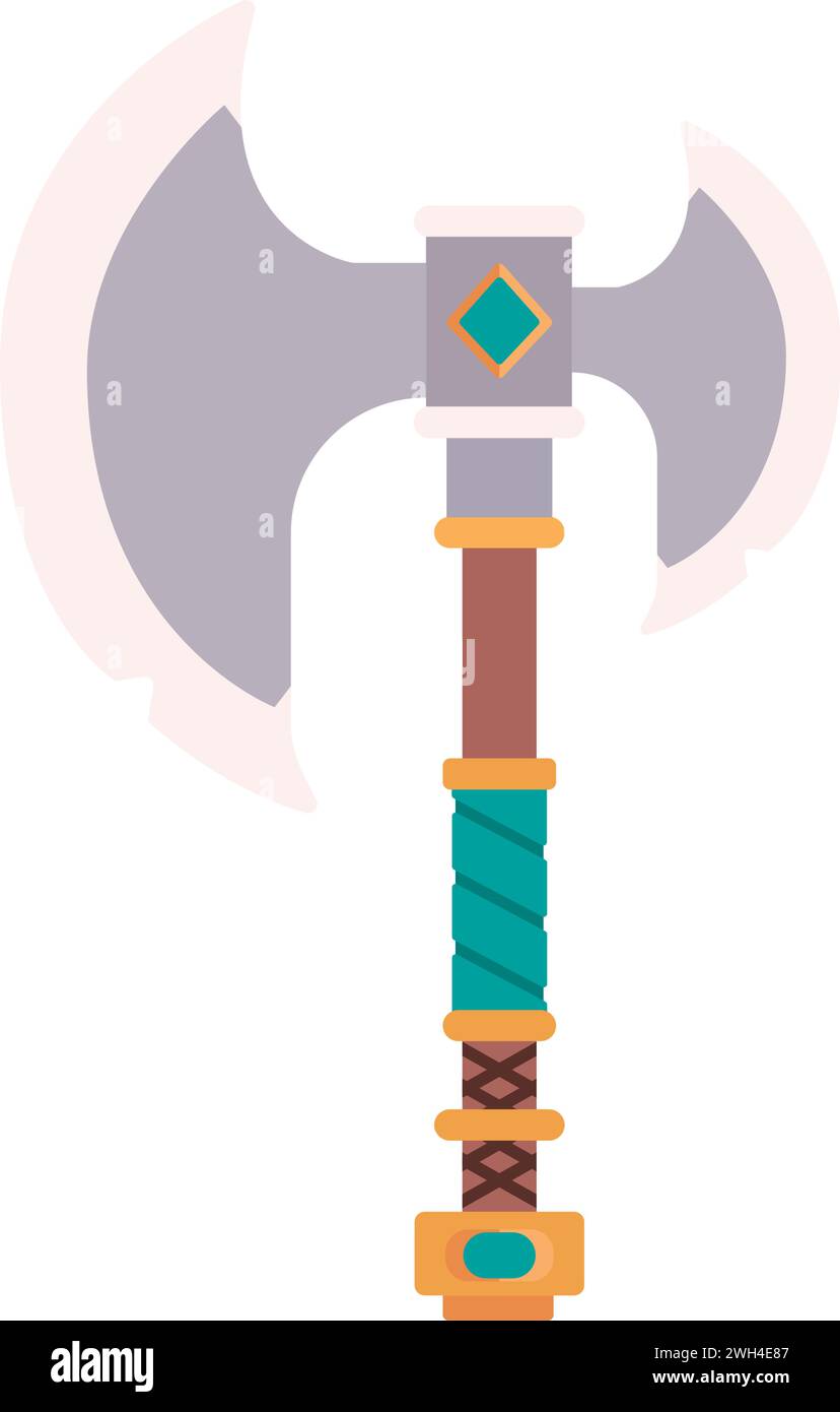 Isolated colored retro videogame axe medieval weapon icon Vector Stock ...