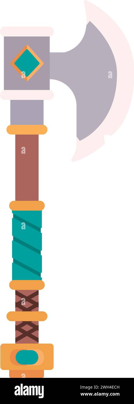 Isolated colored retro videogame axe medieval weapon icon Vector Stock ...