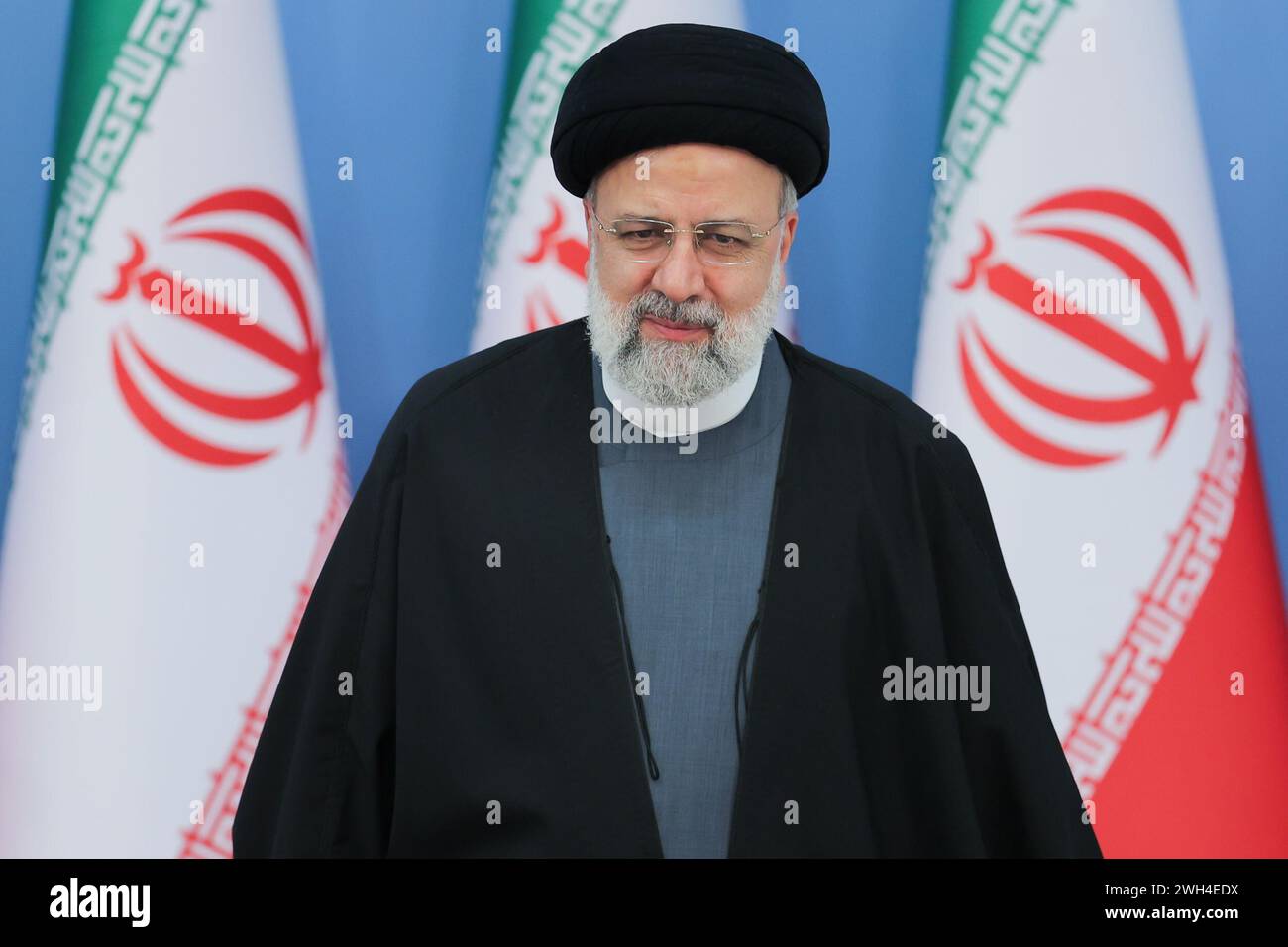 Tehran, Iran. 7th Feb, 2024. Iranian President EBRAHIM RAISI arrives at ...