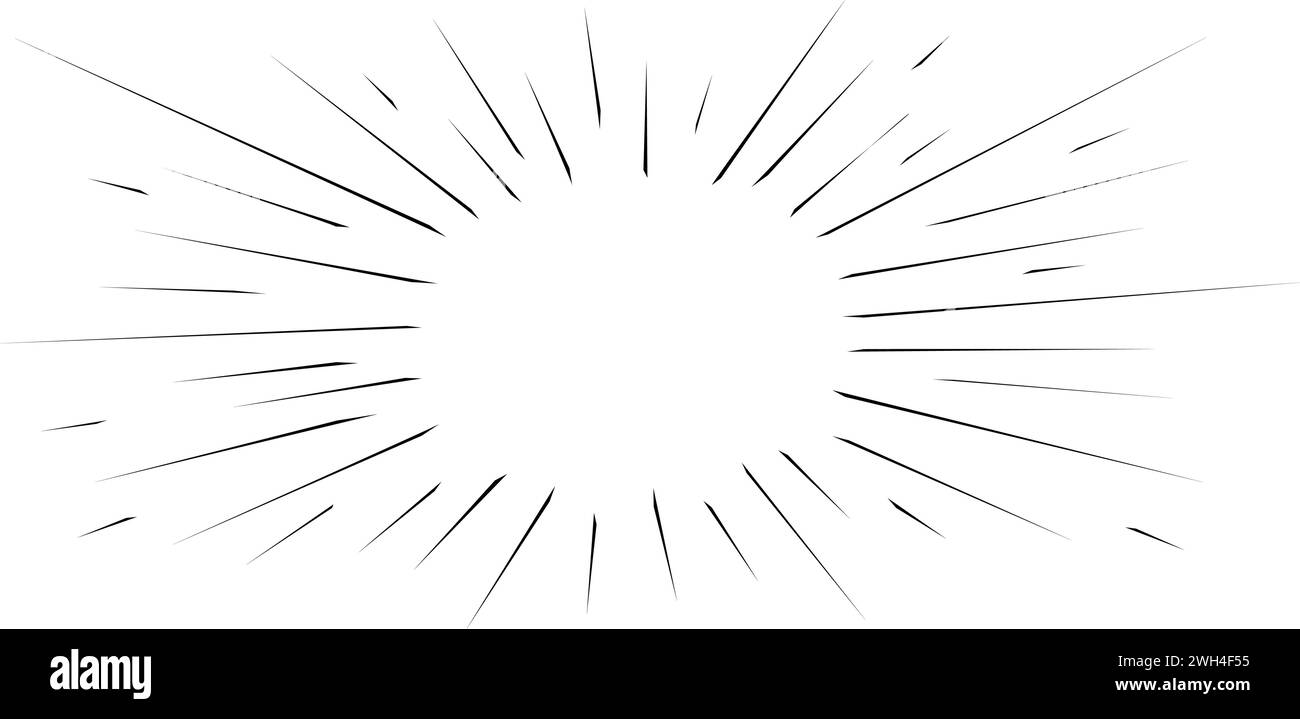 Black radial lines on white background. Boom, burst, explosion, flash ...