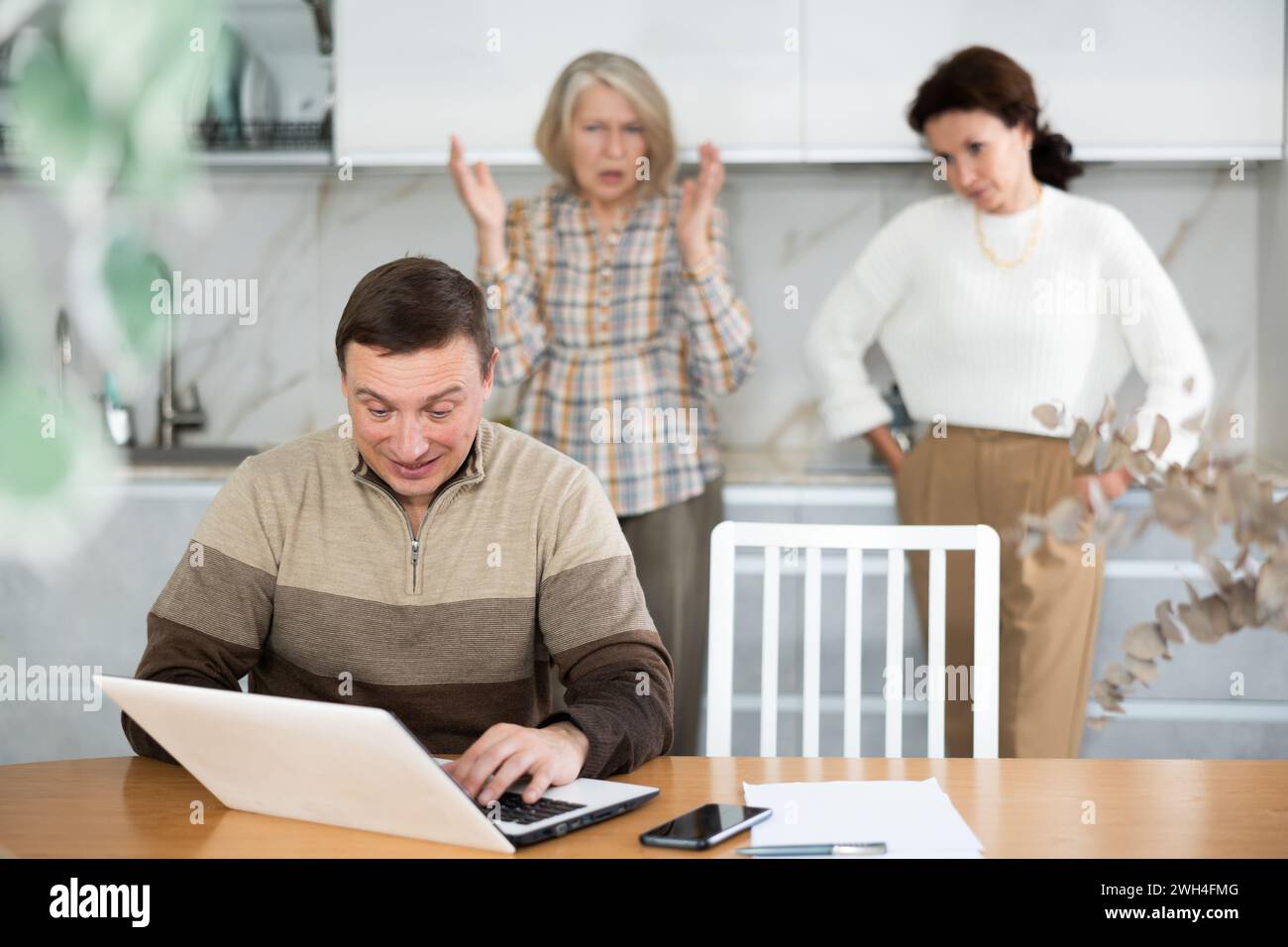 Family quarrel of three people Stock Photo - Alamy