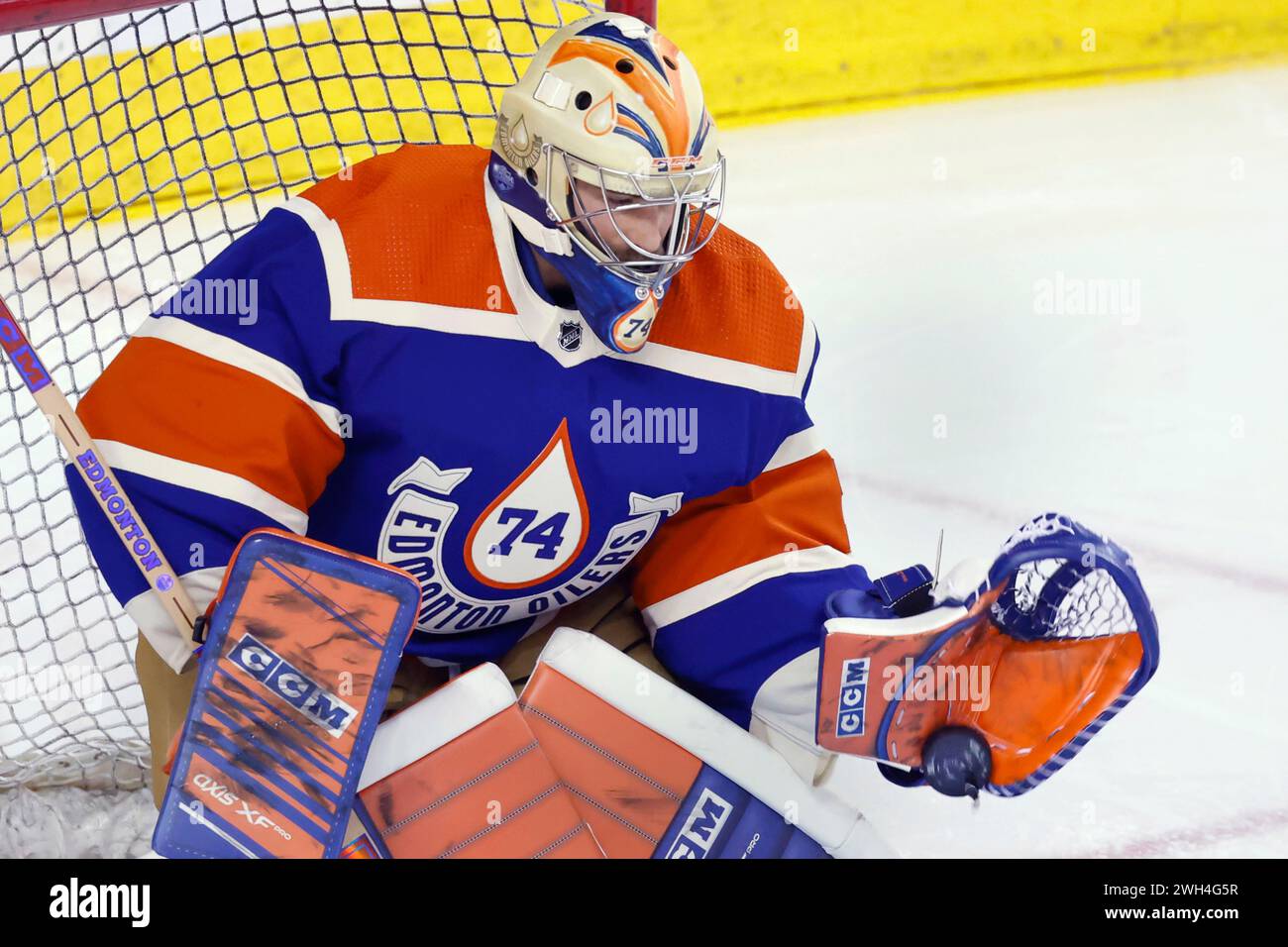 NHL profile photo on Edmonton Oilers goalie Stuart Skinner at a game ...