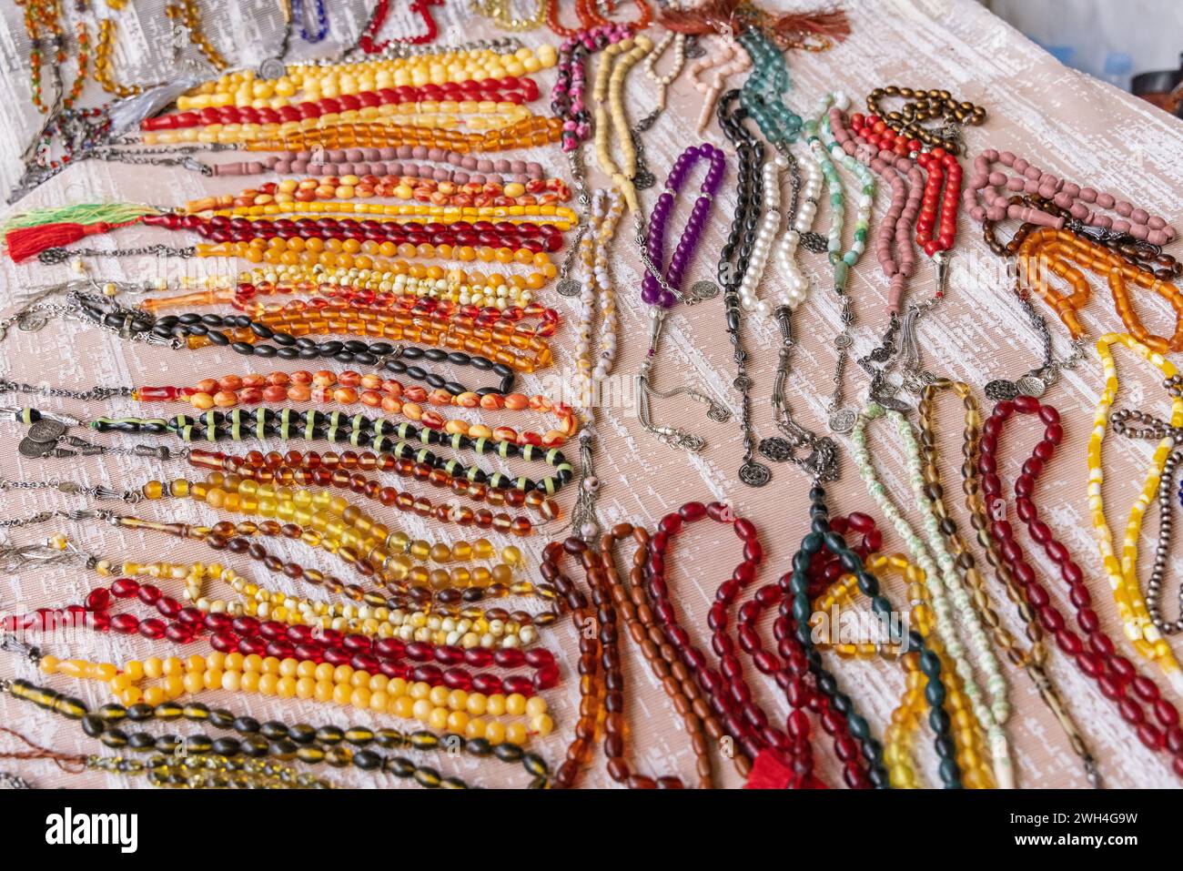 Middle East, Saudi Arabia, Riyadh, Al-Dirah. Beaded necklaces at the ...
