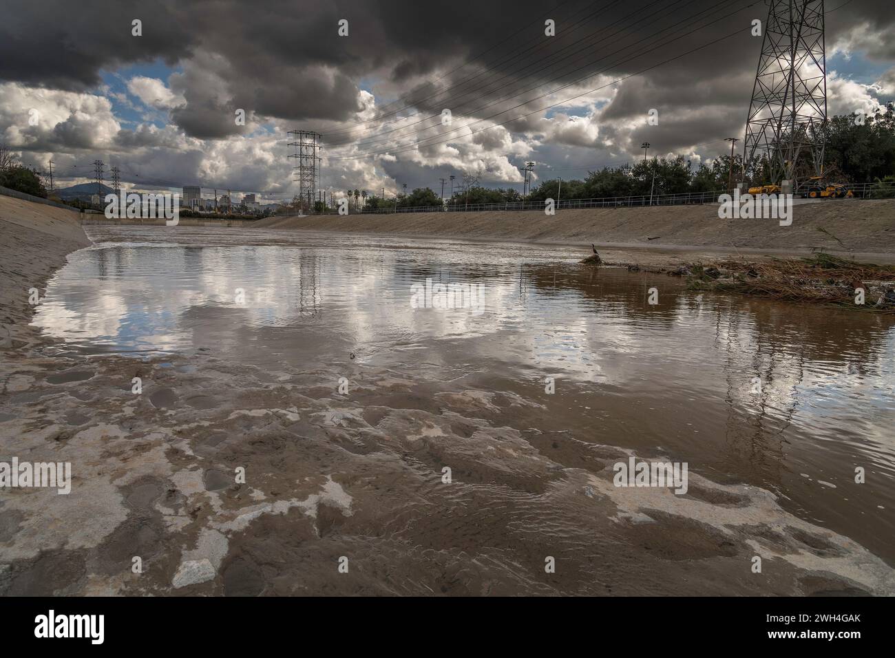 Glendale, CA, USA – February 7, 2024: After days of heavy rain, water ...
