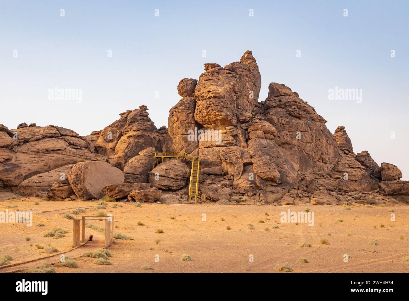 Middle East, Saudi Arabia, Hail Province, Jubbah. Path and stairs ...