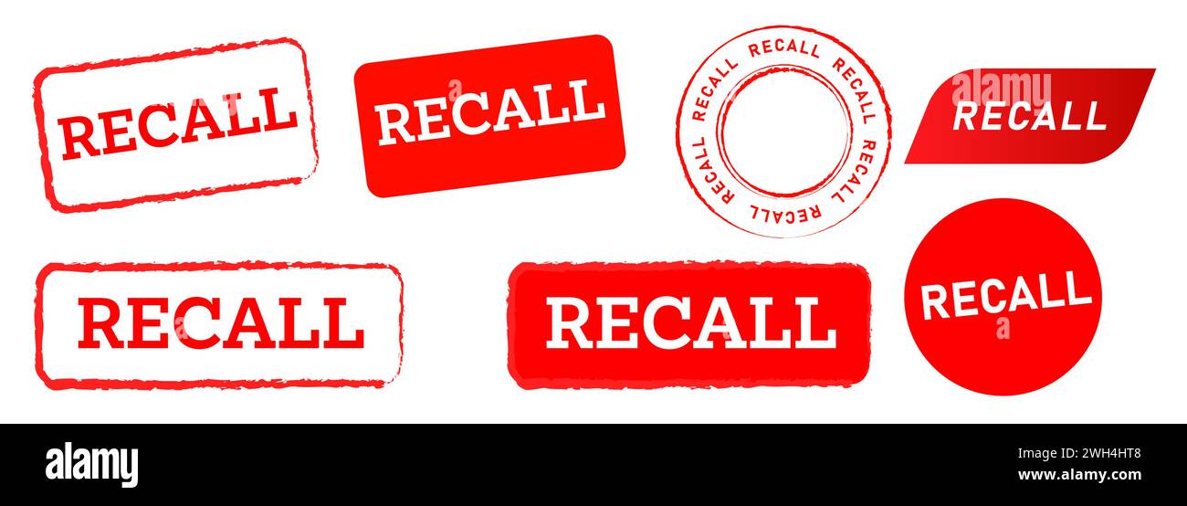 recall red rubber stamp circle label sticker sign for customer refund ...