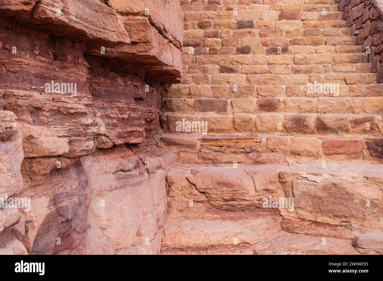 Middle East, Saudi Arabia, Medina, Al-Ula. Ancient stone stairway in ...