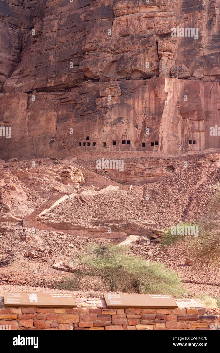 Middle East, Saudi Arabia, Medina, Al-Ula. Rock cut tombs at the Dadan ...