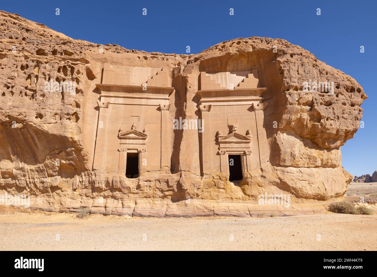 Middle East, Saudi Arabia, Medina, Al-Ula, Hegra. Nabatean rock cut ...
