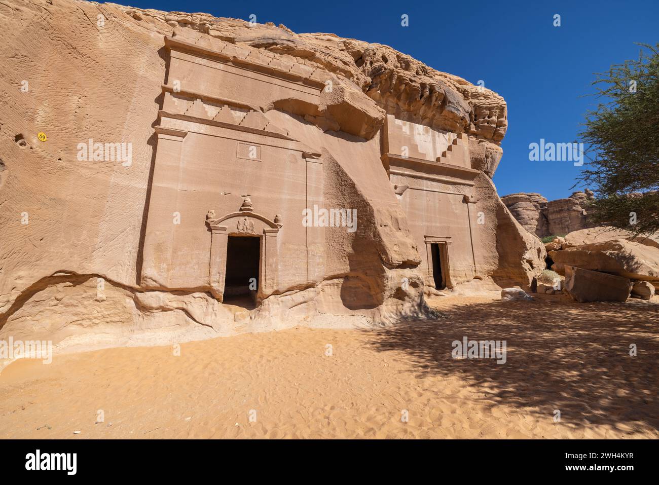 Middle East, Saudi Arabia, Medina, Al-Ula, Hegra. Nabatean rock cut ...