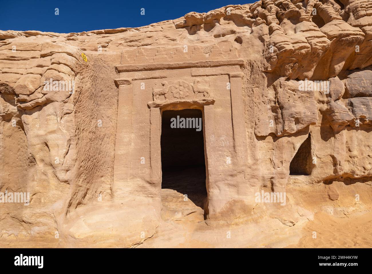 Middle East, Saudi Arabia, Medina, Al-Ula, Hegra. Nabatean rock cut ...