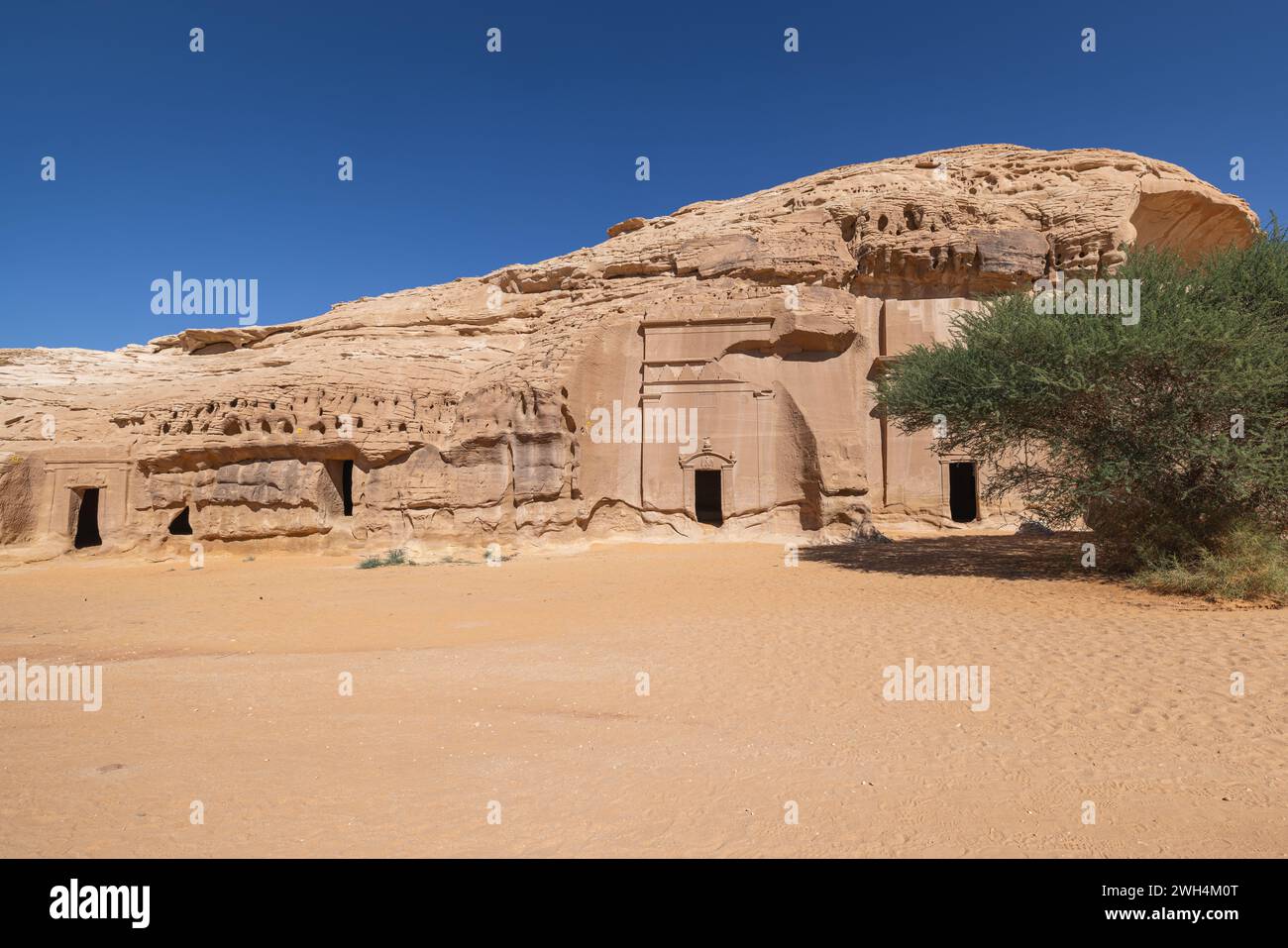 Middle East, Saudi Arabia, Medina, Al-Ula, Hegra. Nabatean rock cut ...