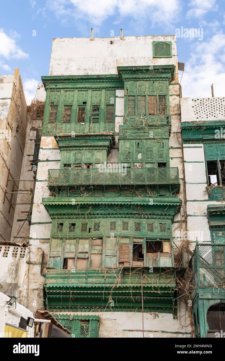 Middle East, Saudi Arabia, Mecca, Jeddah, Al-Balad. Traditional Hijazi ...