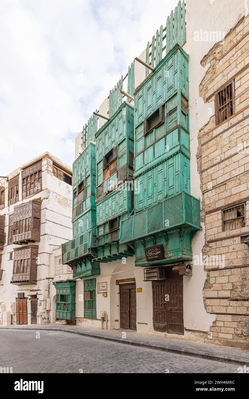 Middle East, Saudi Arabia, Mecca, Jeddah, Al-Balad. Traditional Hijazi ...