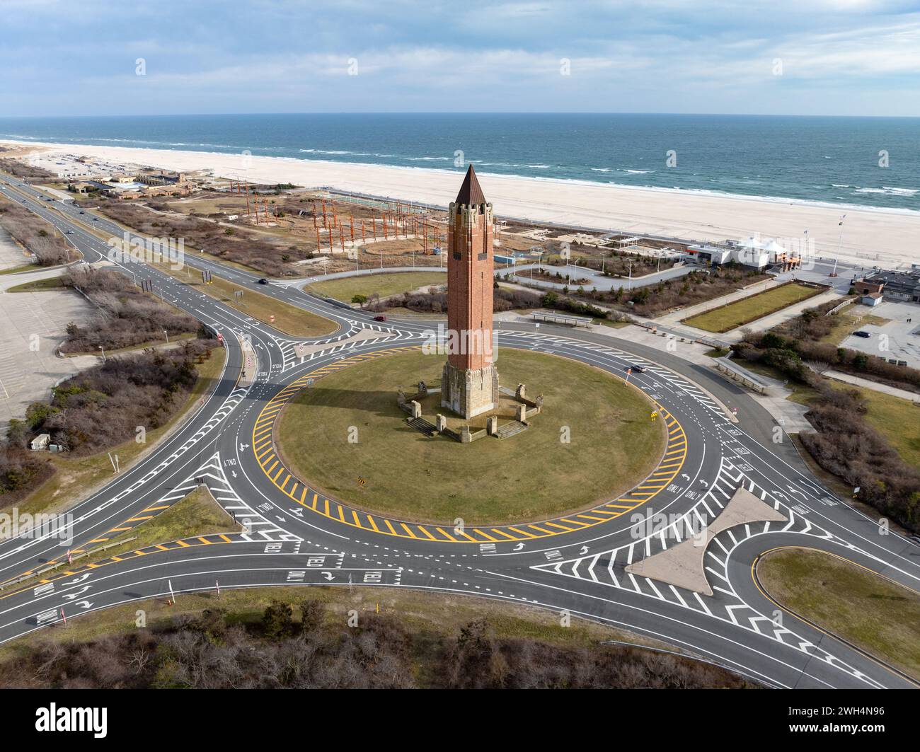 The Jones beach water tower on a bright sunny day on Long Island, New ...
